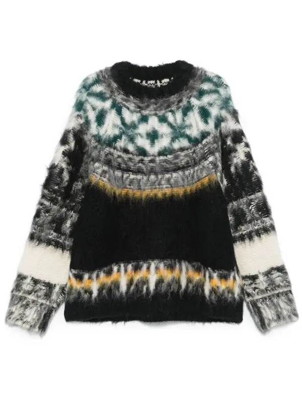 Sacai Pattern Intarsia-knit Hoodie