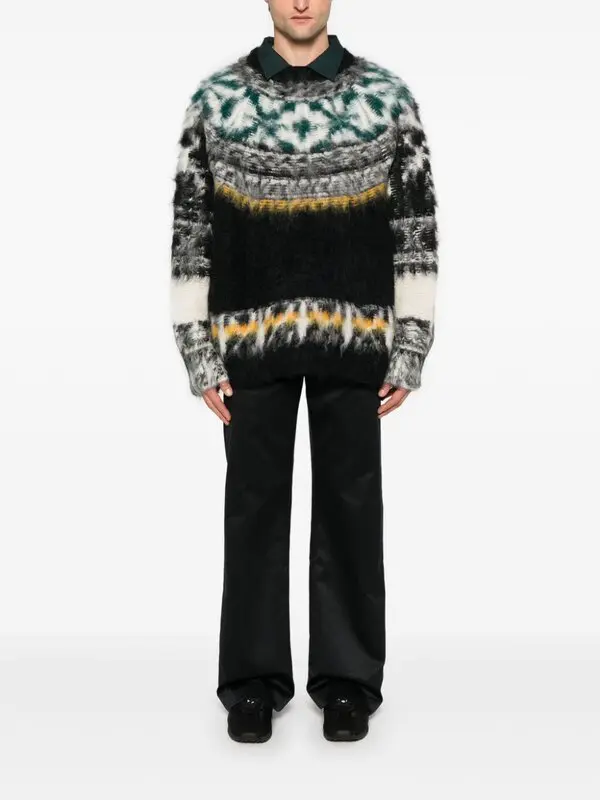 Sacai Pattern Intarsia-knit Hoodie