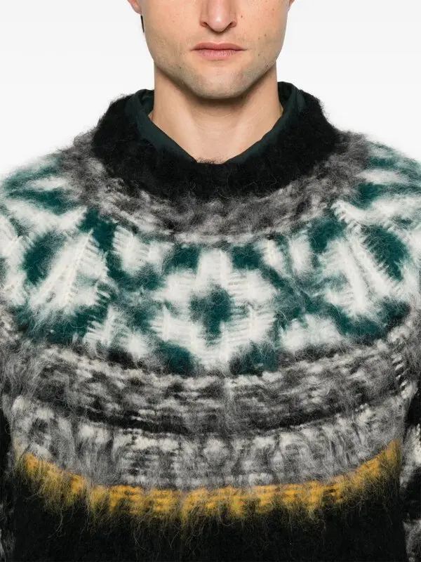 Sacai Pattern Intarsia-knit Hoodie