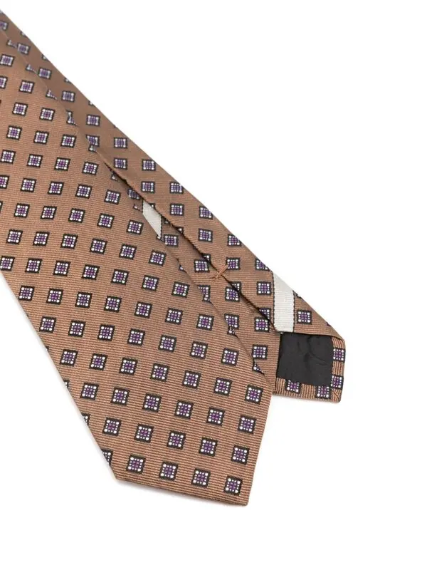 Valentino Garavani Micro-check Silk Neck Tie - Brown