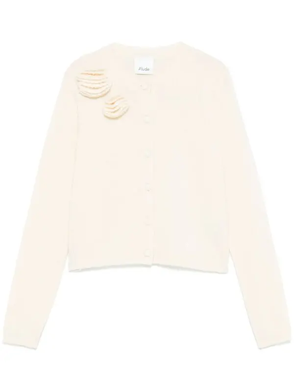 ALLUDE Floral-appliqué Cardigan - Neutrals