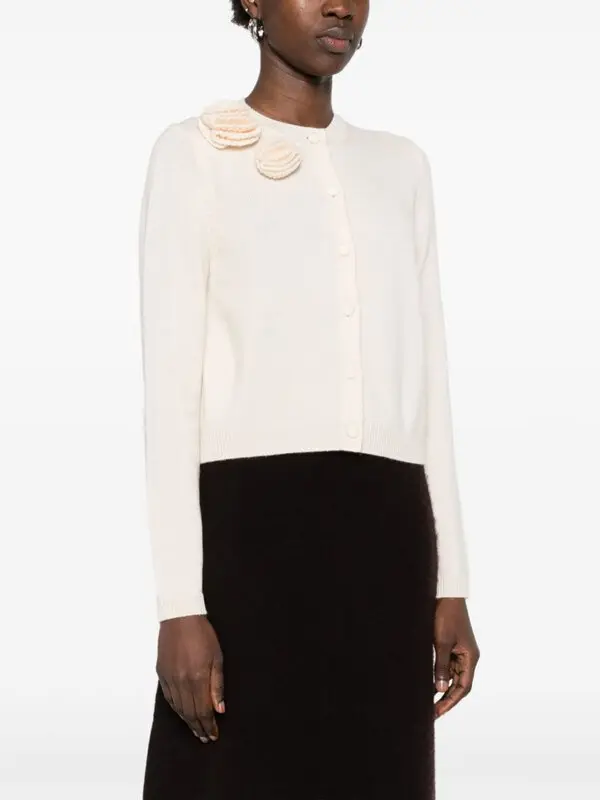 ALLUDE Floral-appliqué Cardigan