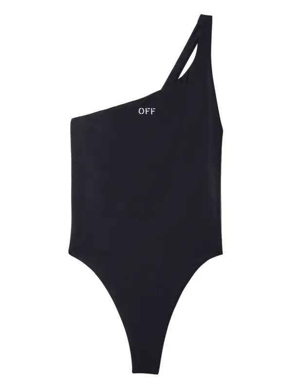 Off-White Logo-stamp One-shoulder Swimsuit - Black