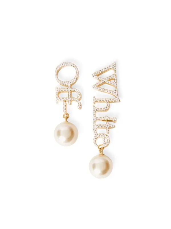 Off-White Logo Drop Earrings - Gold