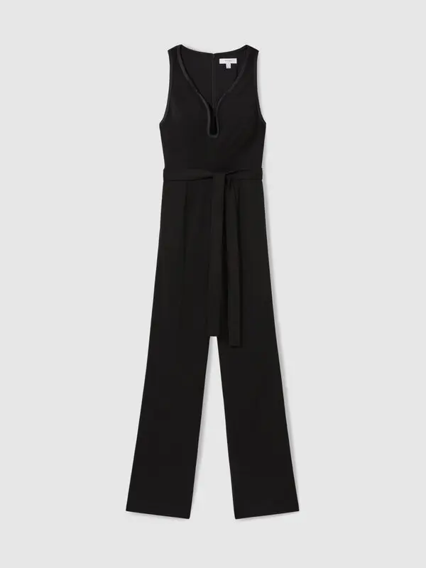 REISS Eva Wide-leg Sleeveless Jumpsuit With Curved Neckline