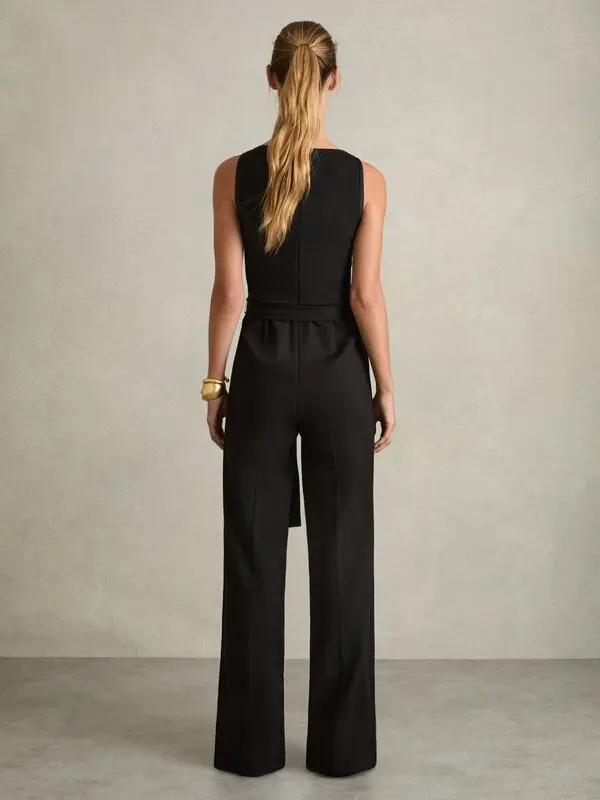 REISS Eva Wide-leg Sleeveless Jumpsuit With Curved Neckline