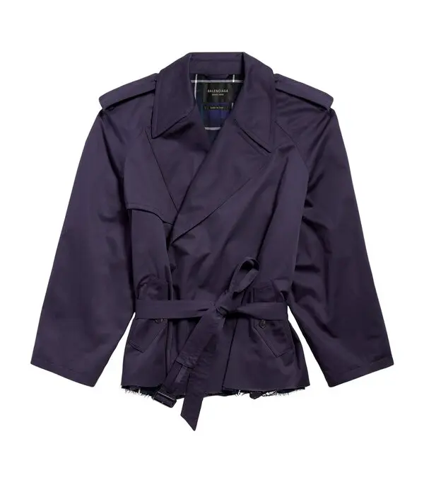 Balenciaga Oversized Cropped Cotton Trench Coat