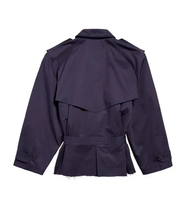Balenciaga Oversized Cropped Cotton Trench Coat