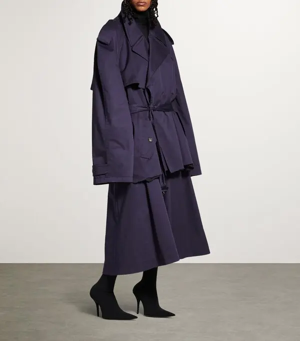Balenciaga Oversized Cropped Cotton Trench Coat