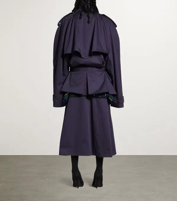 Balenciaga Oversized Cropped Cotton Trench Coat