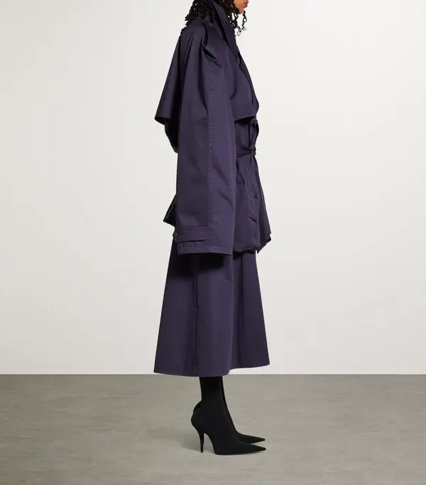 Balenciaga Oversized Cropped Cotton Trench Coat