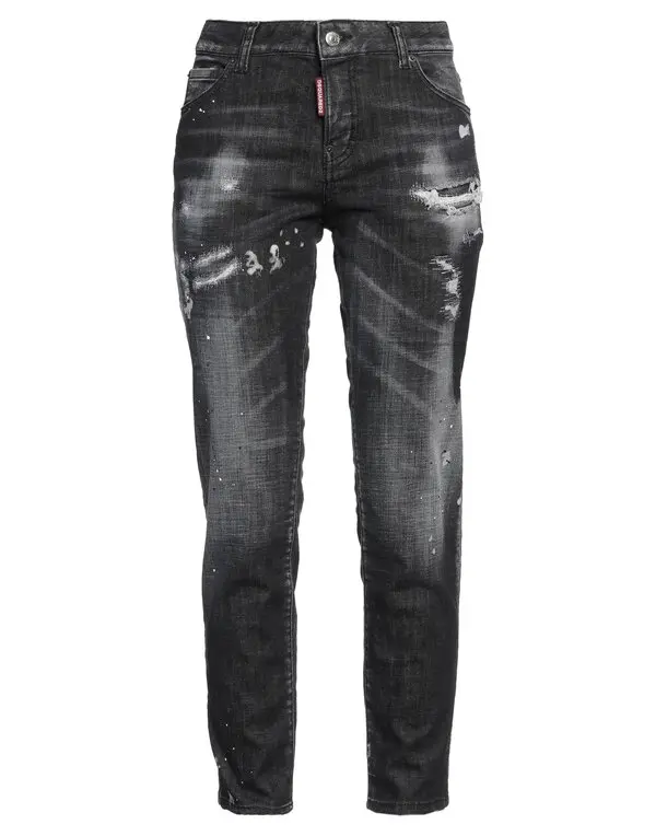 Dsquared2 Skinny Jeans With Leather Trims