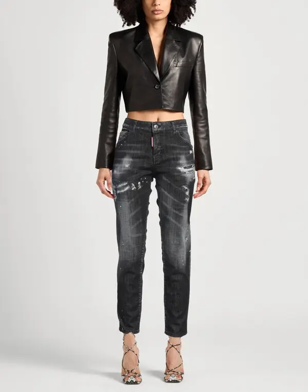 Dsquared2 Skinny Jeans With Leather Trims