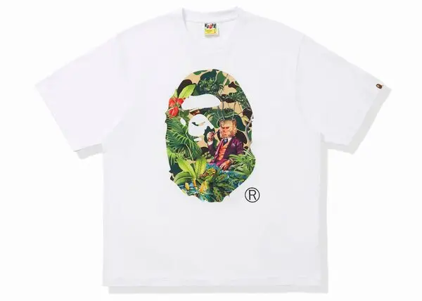A BATHING APE X Monkey 47 Ape Head Tee Shirt - White Green