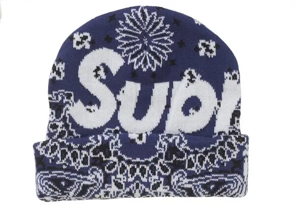 Supreme Bandana Big Logo Beanie - Blue