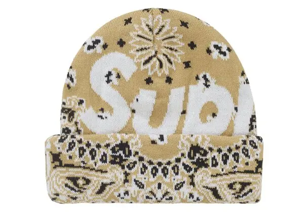 Supreme Big Logo Bandana Beanie - Beige