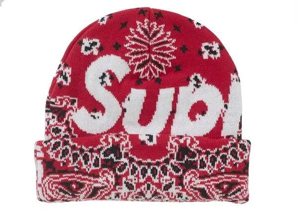 Supreme Bandana Big Logo Beanie - Red