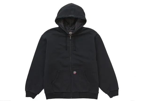 Supreme Dickies Quilted Lined Zip Up Hooded Sweatshirt - Black