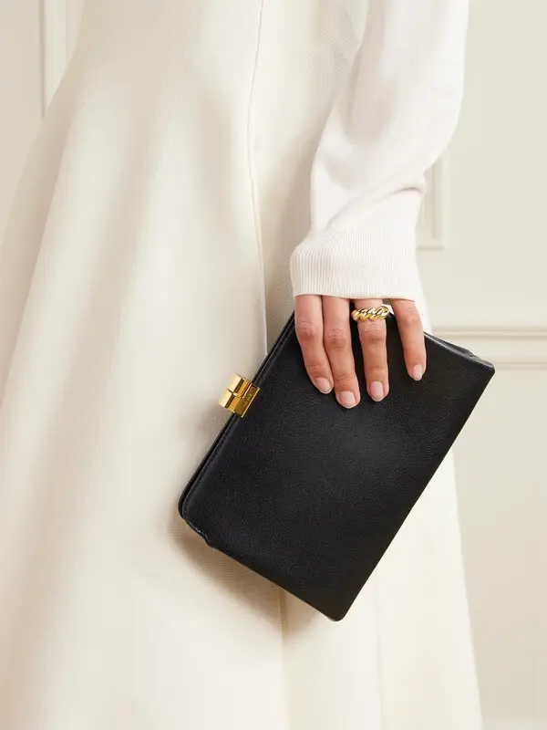 The Row Amazon Leather Clutch - Black | Editorialist