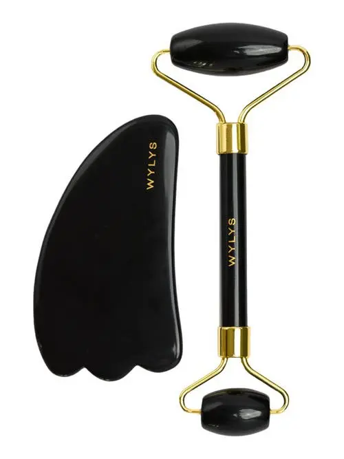 WYLYS Black Obsidian Gua Sha + Face Roller Set - None