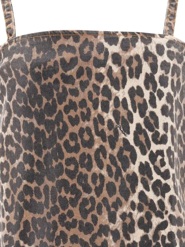 GANNI Leopard Print Lamé Dress - Brown