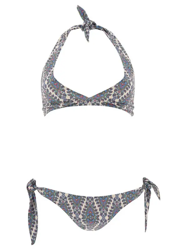 Etro Paisley Print Triangle Bikini - Blue