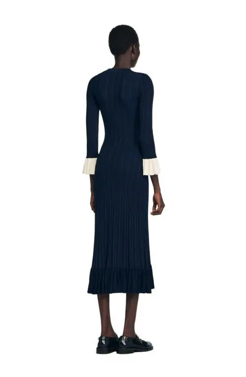 Sandro Knit Midi Dress - Navy Blue