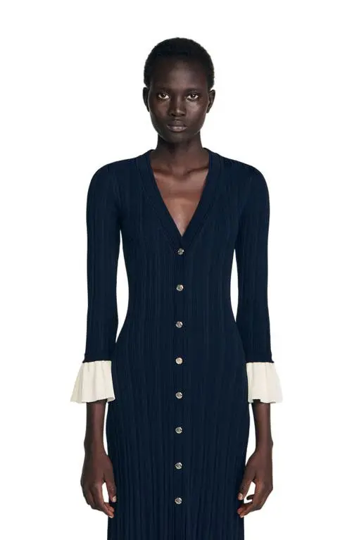 Sandro Knit Midi Dress - Navy Blue
