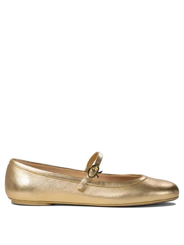 GIANVITO ROSSI Carla Mary Jane Ballerinas - Gold