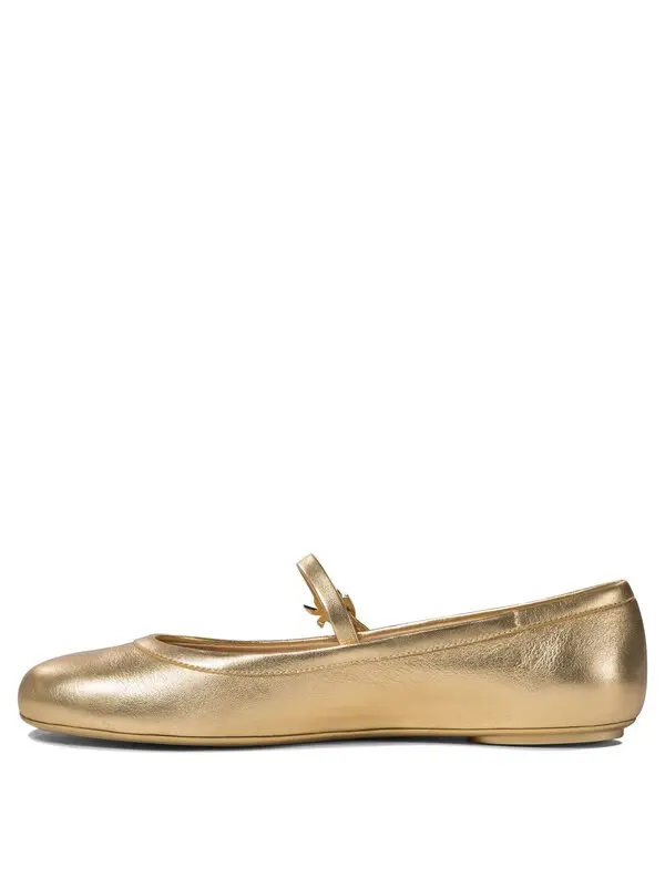 GIANVITO ROSSI Carla Mary Jane Ballerinas - Gold