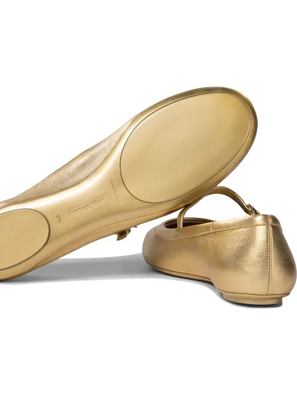 GIANVITO ROSSI Carla Mary Jane Ballerinas - Gold