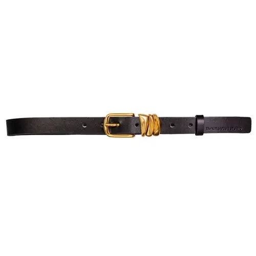 BLACK SUEDE STUDIO Boyfriend Leather Belt - Black Leather / Gold