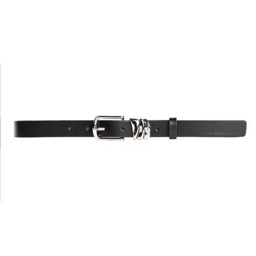 BLACK SUEDE STUDIO Boyfriend Leather Belt - Black/silver
