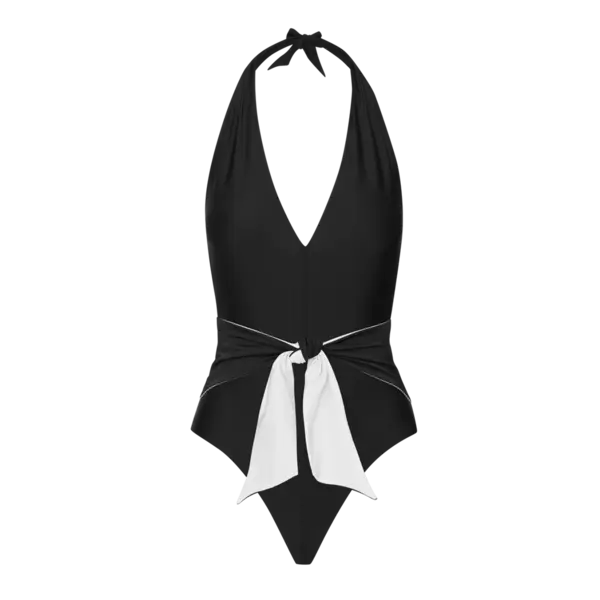 ANSEA The Tie Front One Piece - Black