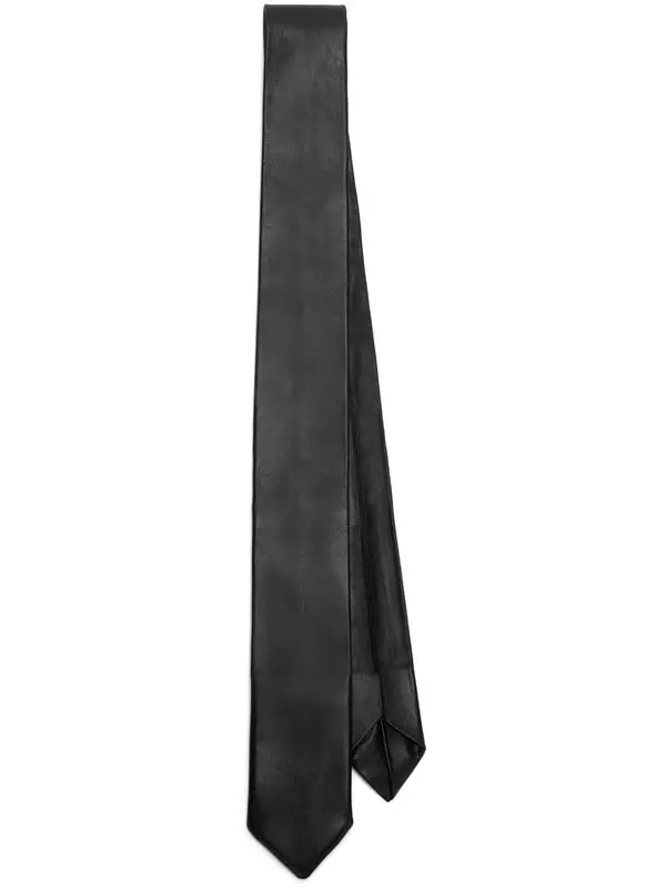 Jil Sander Leather Neck Tie - Black | Editorialist