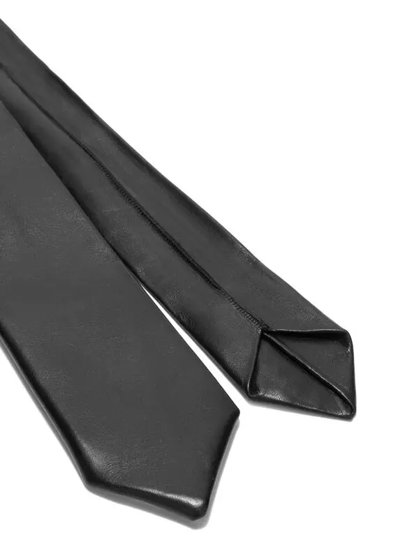 Jil Sander Leather Neck Tie - Black | Editorialist