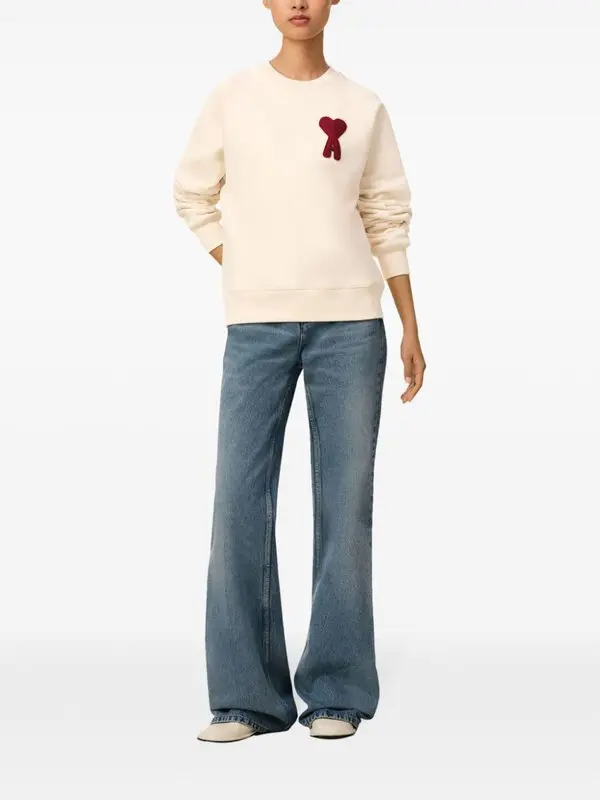 AMI Paris De Coeur Patch Sweatshirt - White