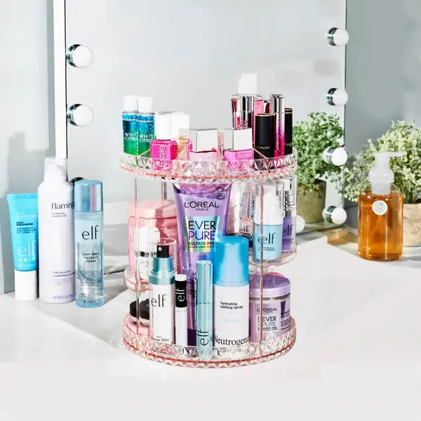 SORBUS 360 Rotating Makeup Organizer - Pink