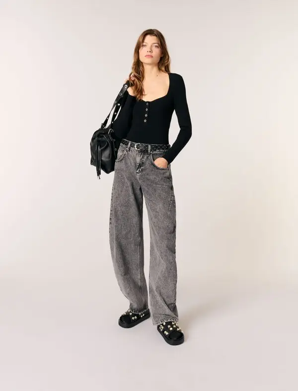 Maje Viscose Rib Knit Jumper