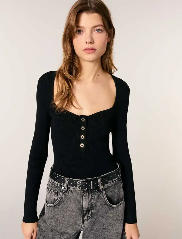 Maje Viscose Rib Knit Jumper