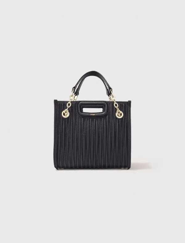 Maje Mini Quilted Leather Tote Bag With Chain Strap - Black