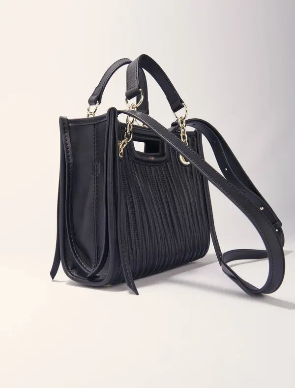 Maje Mini Quilted Leather Tote Bag With Chain Strap - Black
