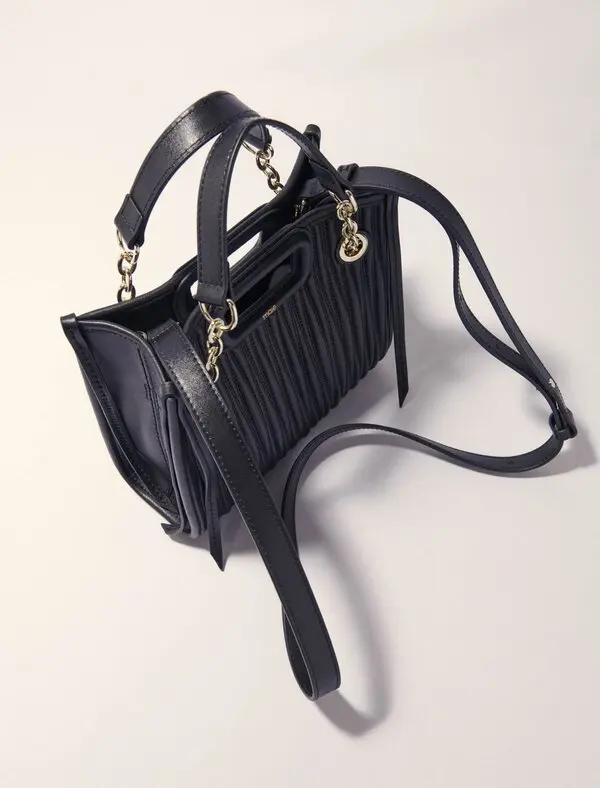 Maje Mini Quilted Leather Tote Bag With Chain Strap - Black
