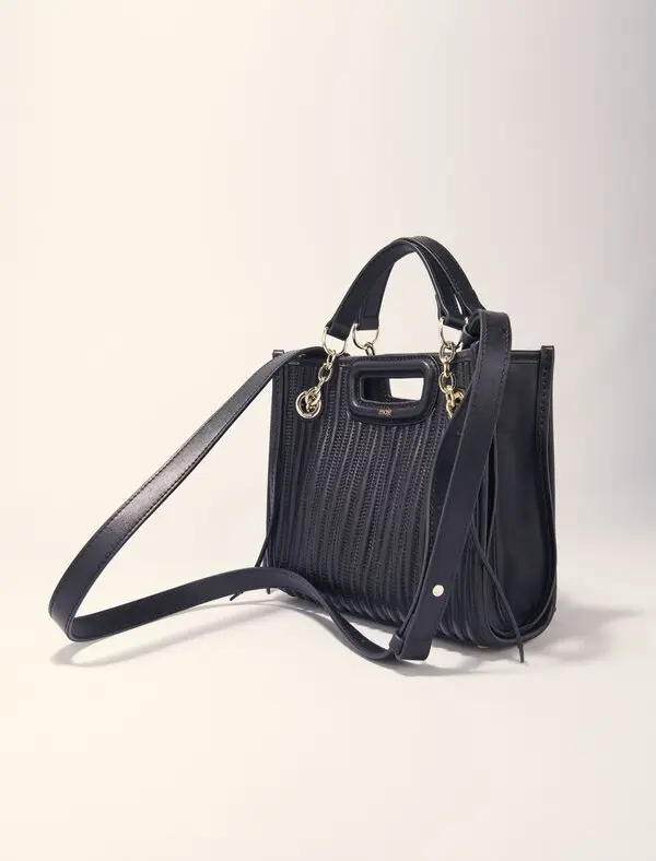 Maje Mini Quilted Leather Tote Bag With Chain Strap - Black