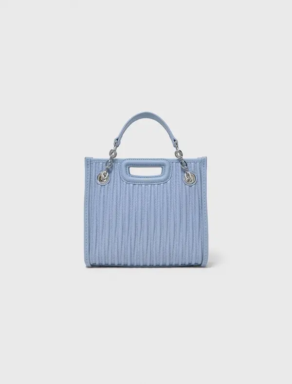 Maje Mini Quilted Leather Tote Bag With Chain Strap - Blue Sky
