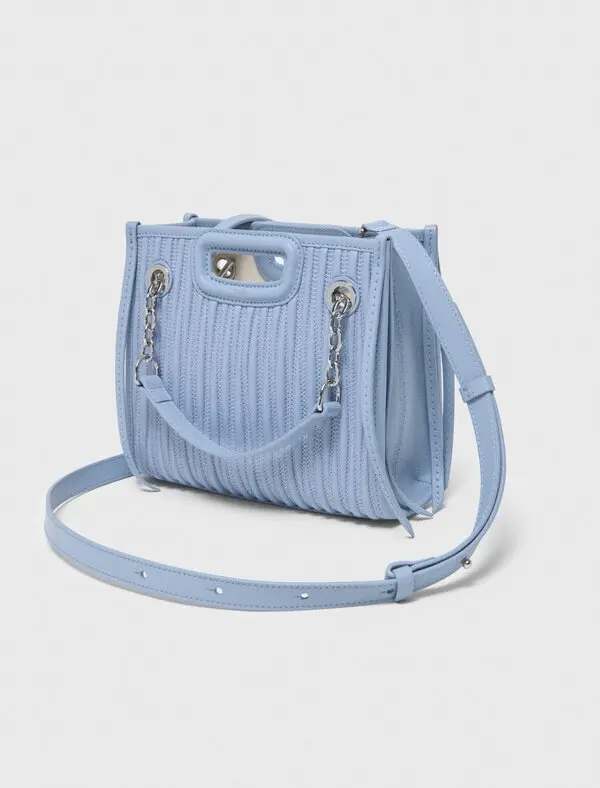 Maje Mini Quilted Leather Tote Bag With Chain Strap - Blue Sky