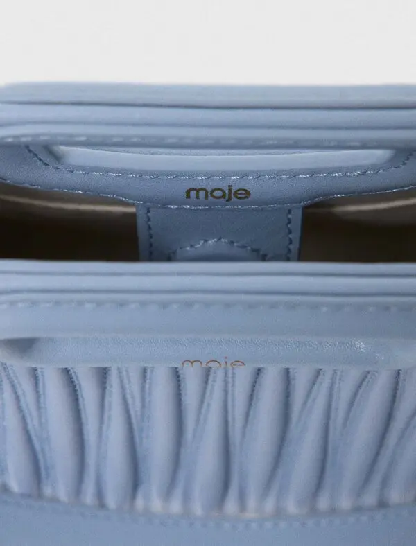Maje Mini Quilted Leather Tote Bag With Chain Strap - Blue Sky