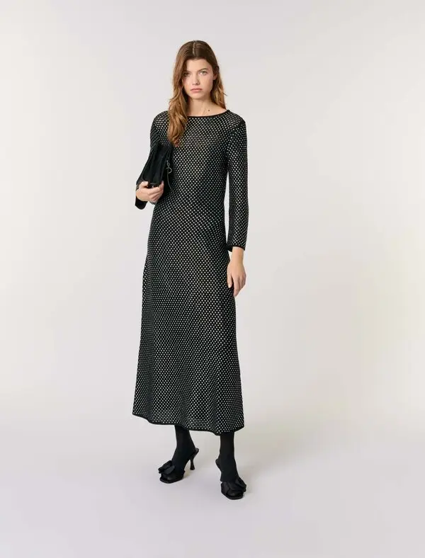 Maje Rhinestone Embellished Maxi Dress