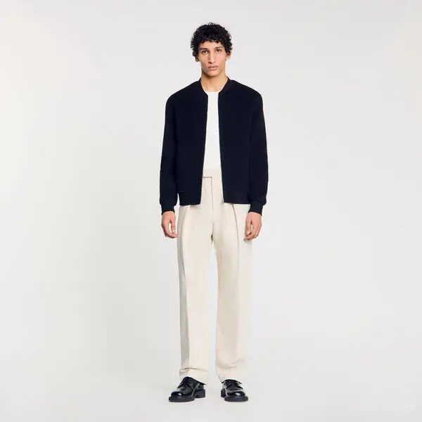Sandro Double-faced Wool Varsity Jacket - Black