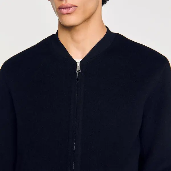 Sandro Double-faced Wool Varsity Jacket - Black